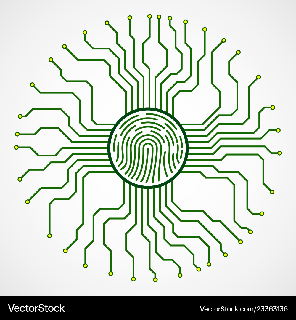 Abstract sign fingerprint with circuit board Vector Image
