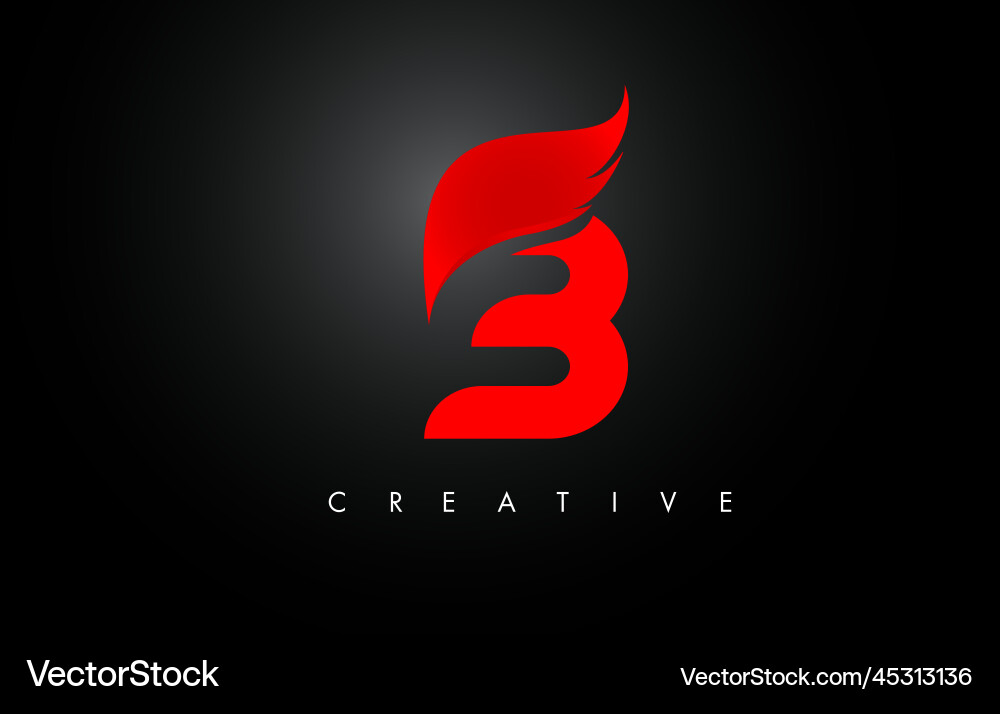 B letter wings logo design with red bird fly wing Vector Image