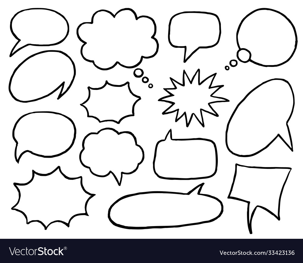 Black and white speech bubble isolated icon set Vector Image