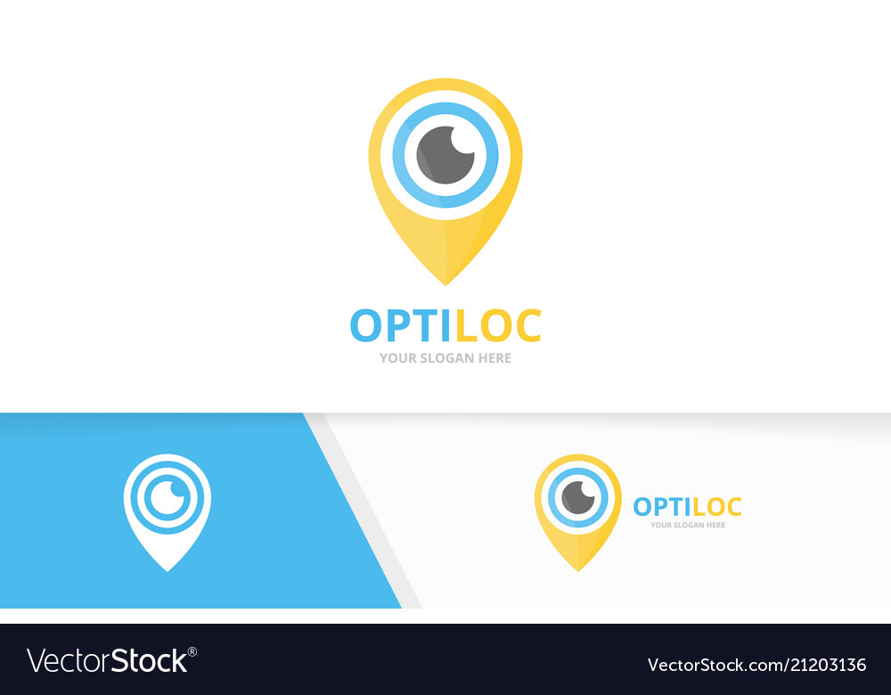 Eye and map pointer logo combination optic Vector Image