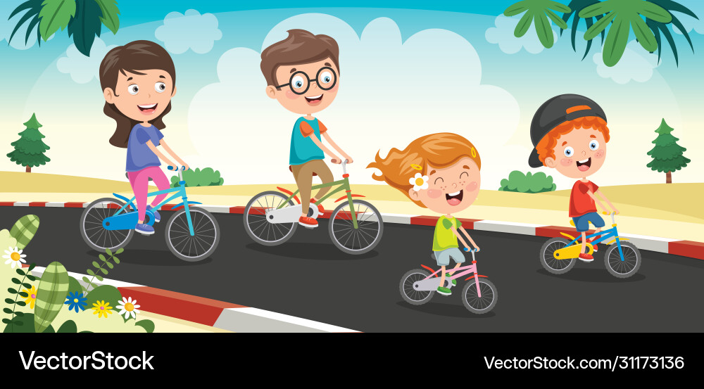 Family riding bicycle together Royalty Free Vector Image