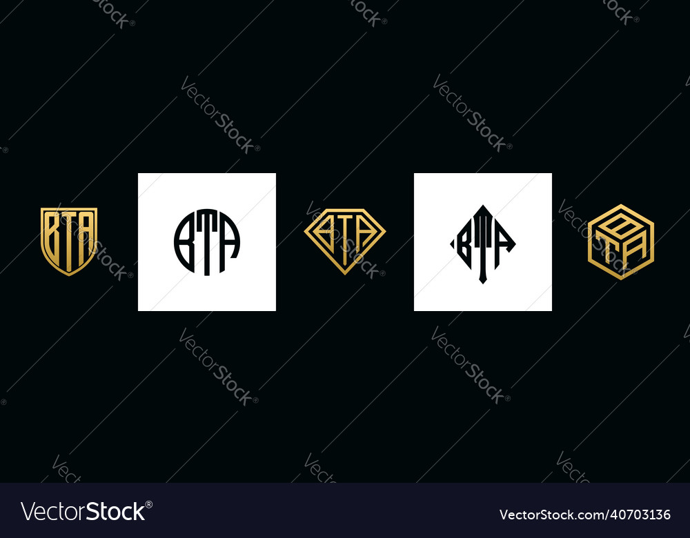 Initial letters bta logo designs bundle Royalty Free Vector Initial letters bta logo designs bundle Royalty Free Vector