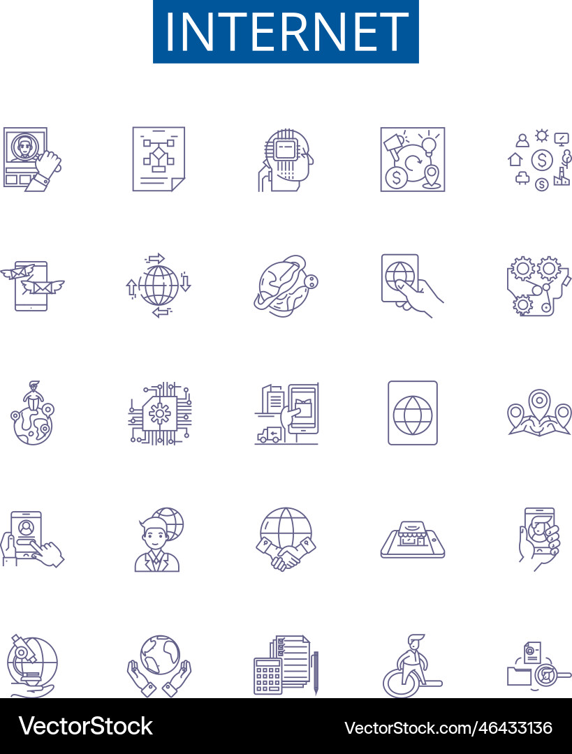 Internet line icons signs set design collection Vector Image