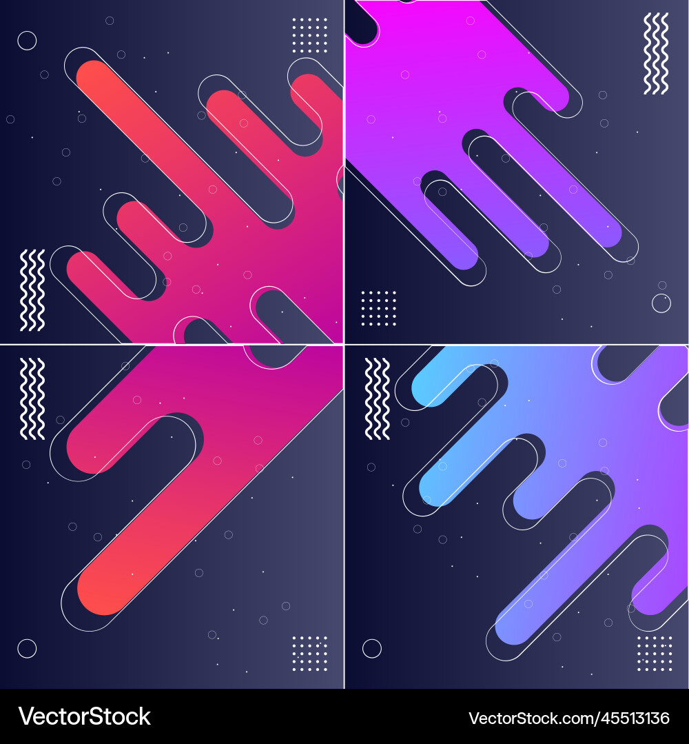 Pack of 4 abstract backgrounds in color creative Vector Image