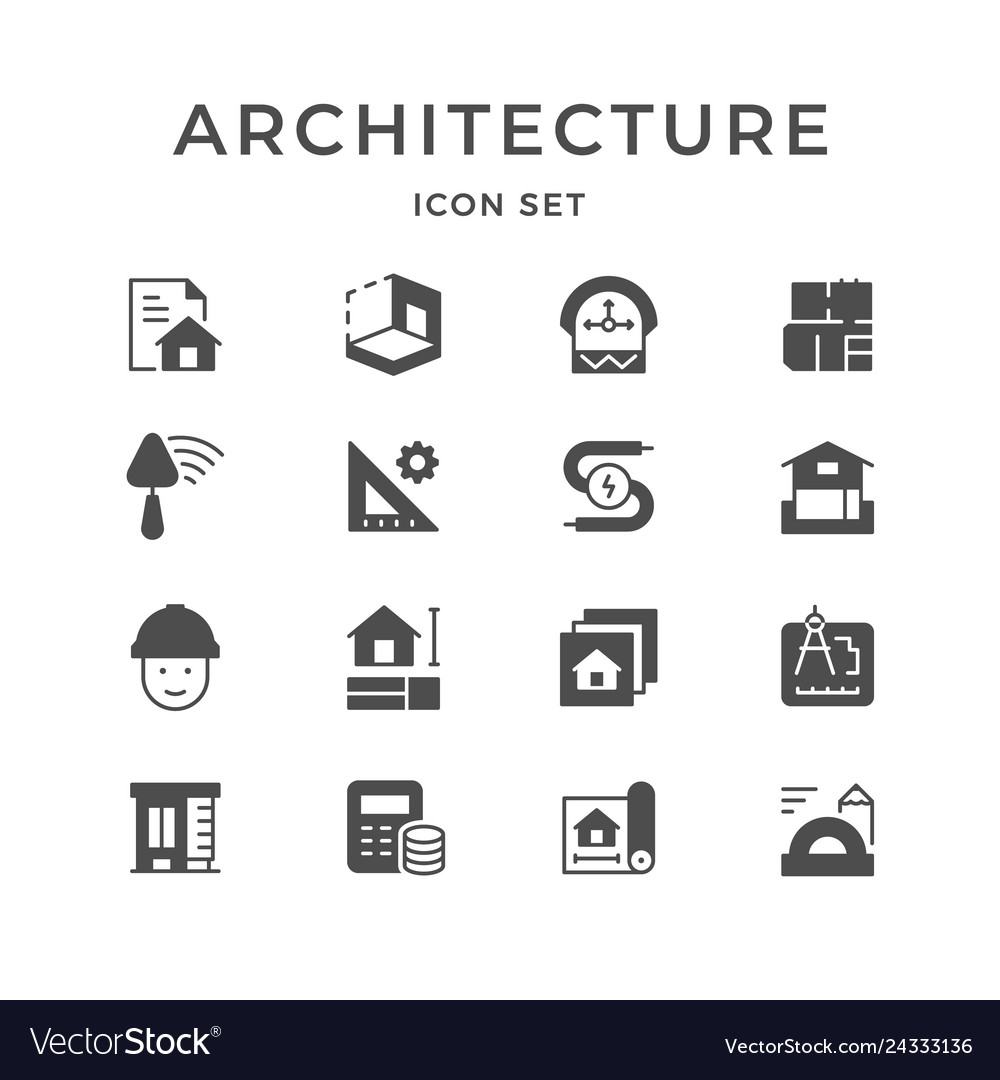 Set icons of architectural Royalty Free Vector Image