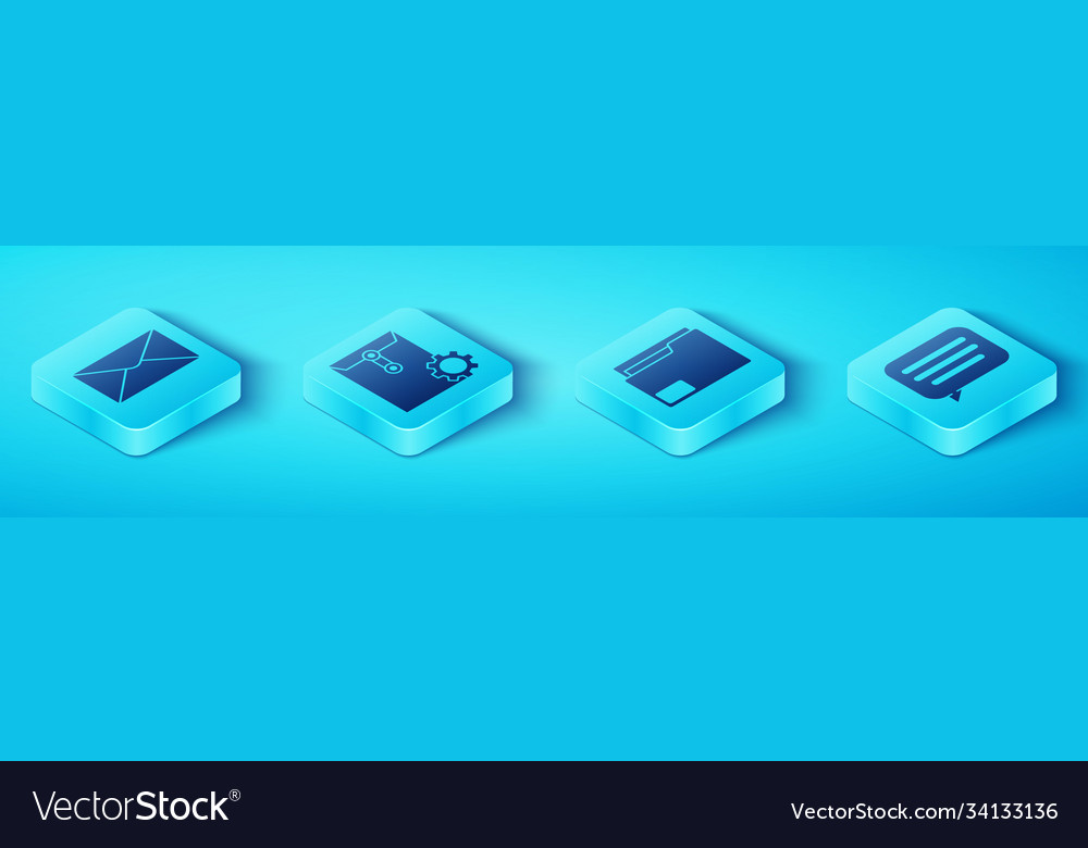 Set isometric envelope envelope setting speech Vector Image