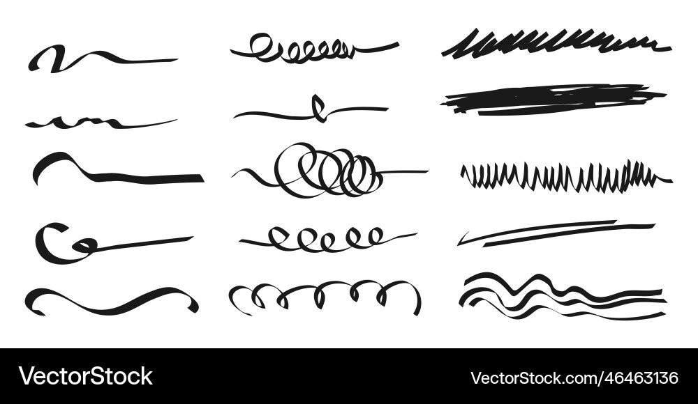 Set of hand drawn lines doodle design element Vector Image