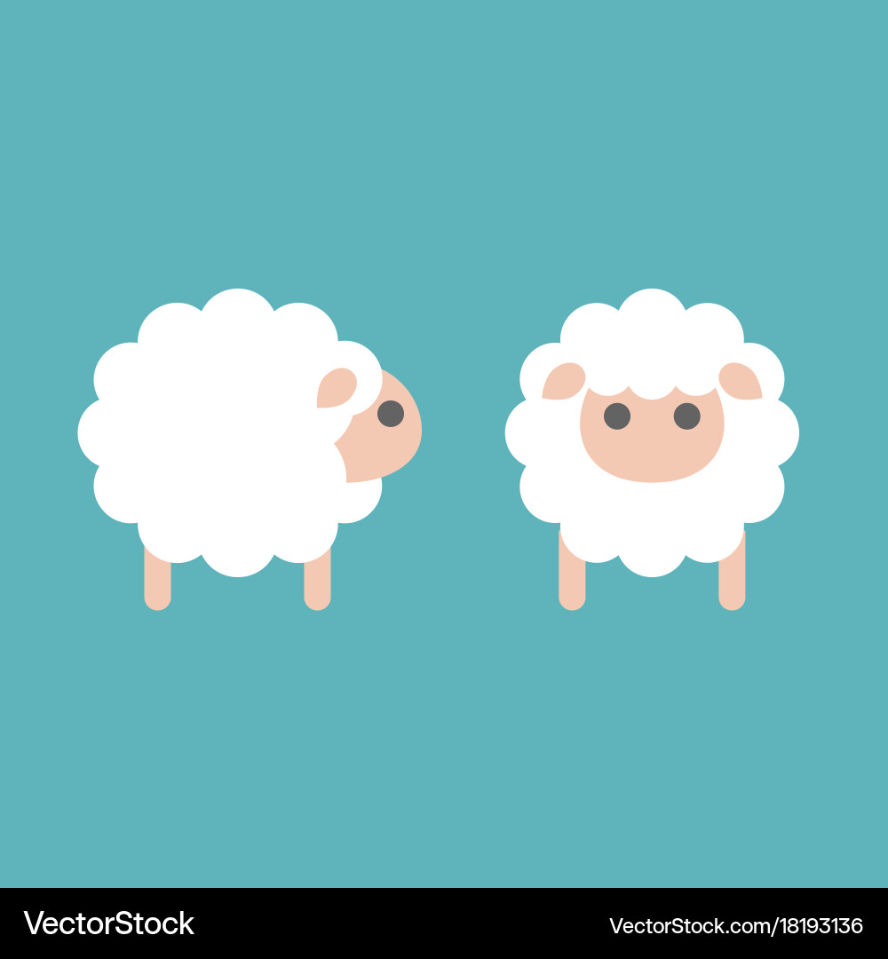 Set of sheep icon in side and front Royalty Free Vector