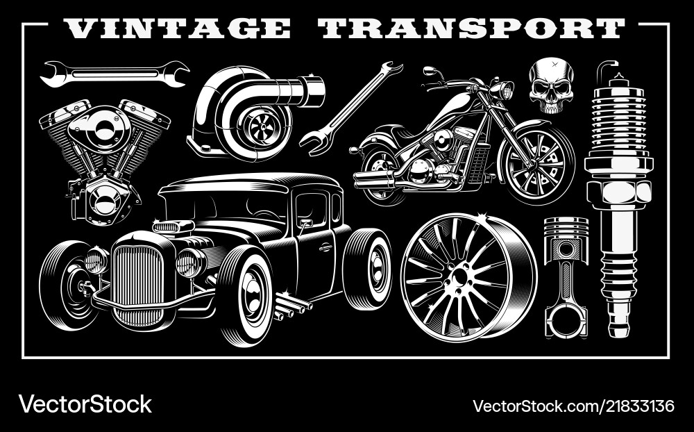 Set of vintage transportation Royalty Free Vector Image