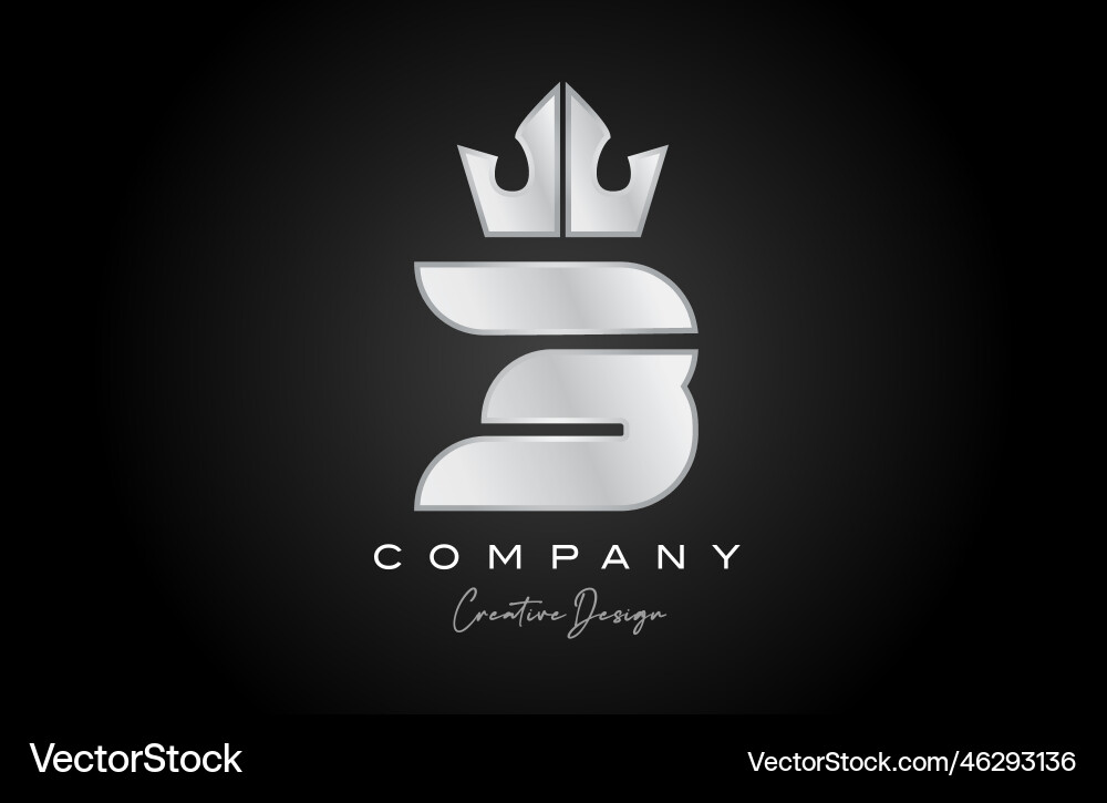 Silver grey b alphabet letter logo icon design Vector Image