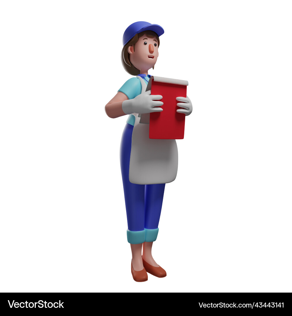 3d waiter cartoon picture holding a note Vector Image