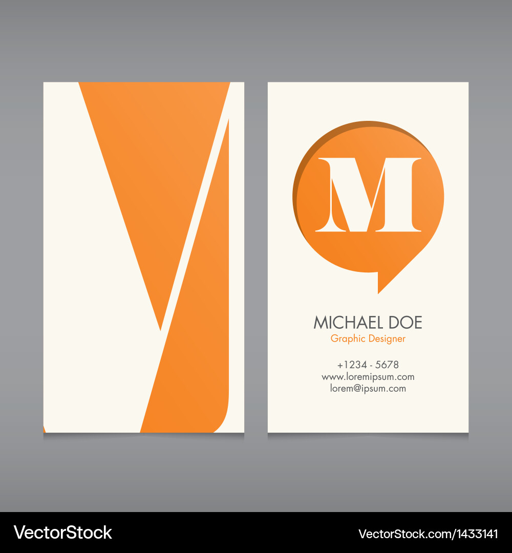 Business card template letter m Royalty Free Vector Image