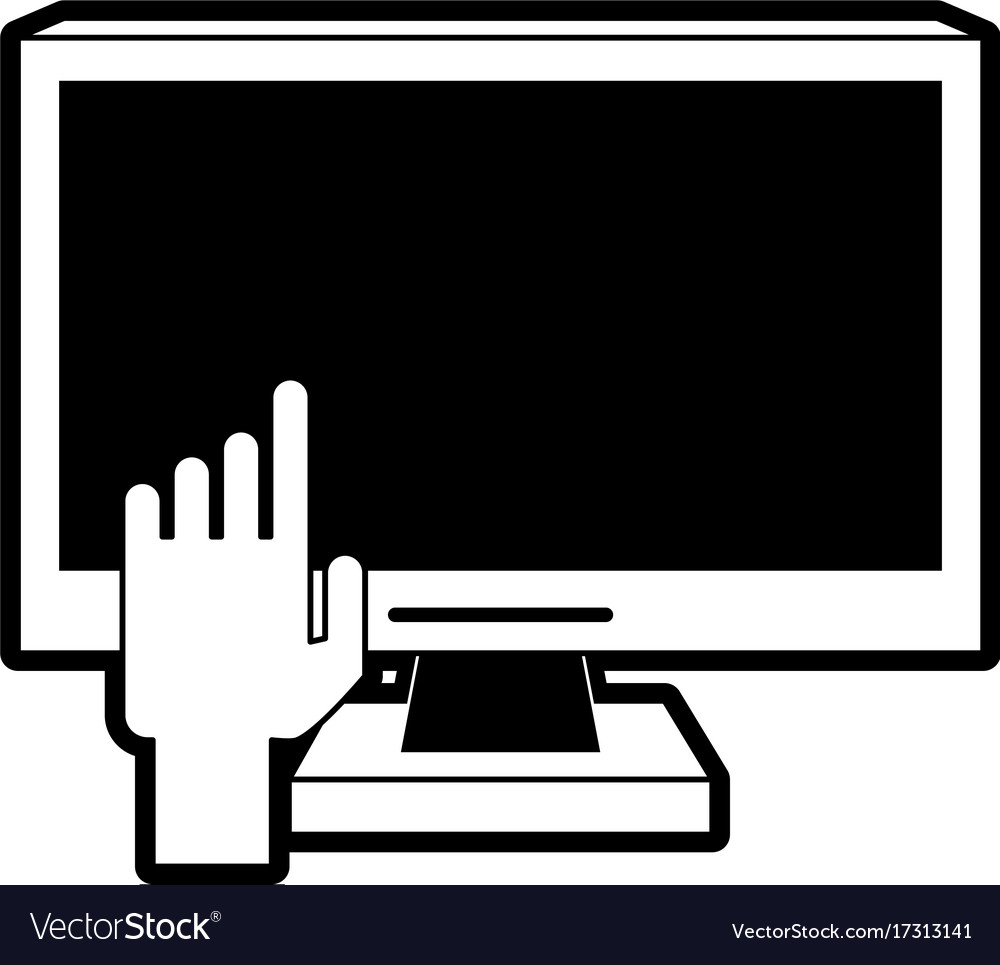 Computer monitor with hand cursor icon image Vector Image