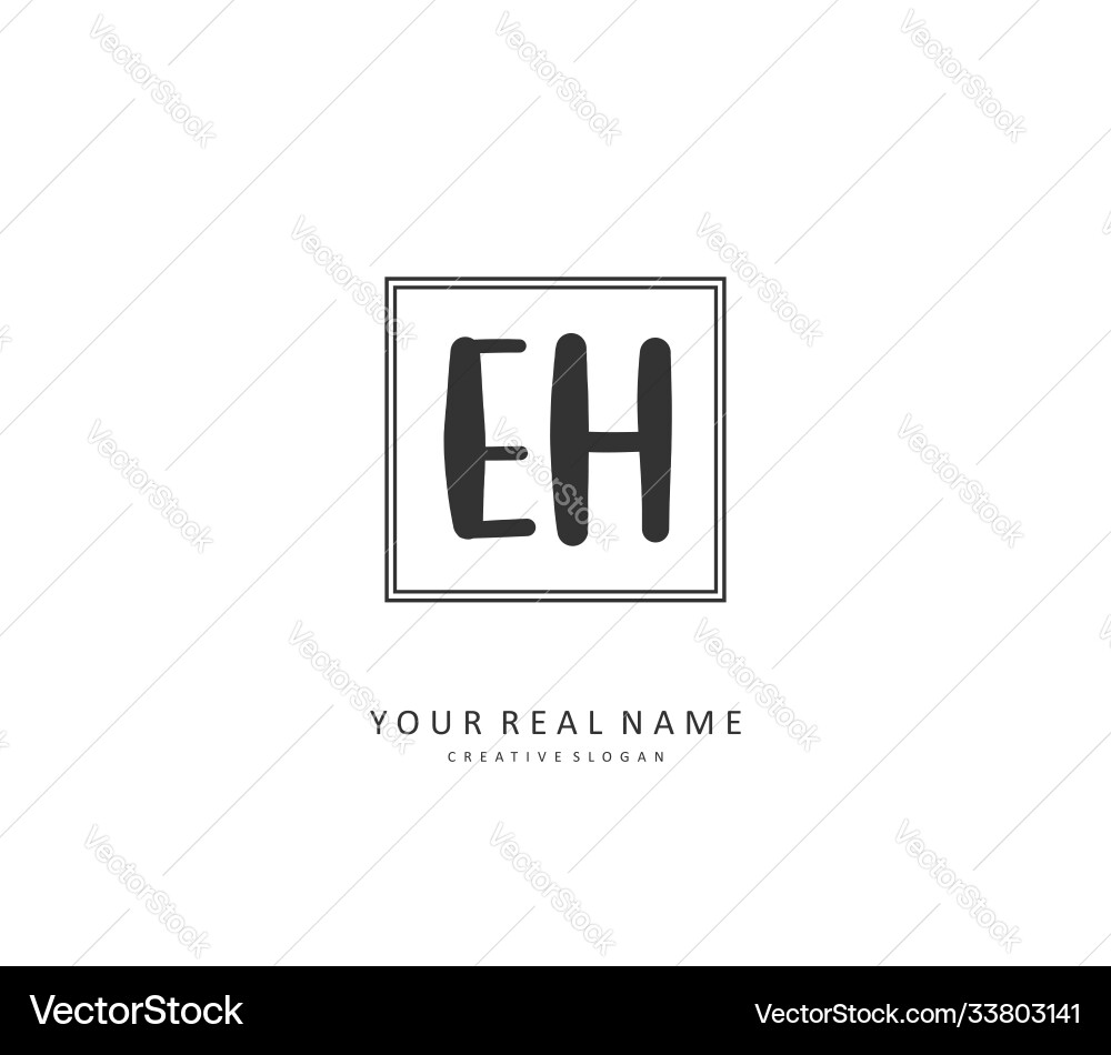 E h eh initial letter handwriting and signature Vector Image