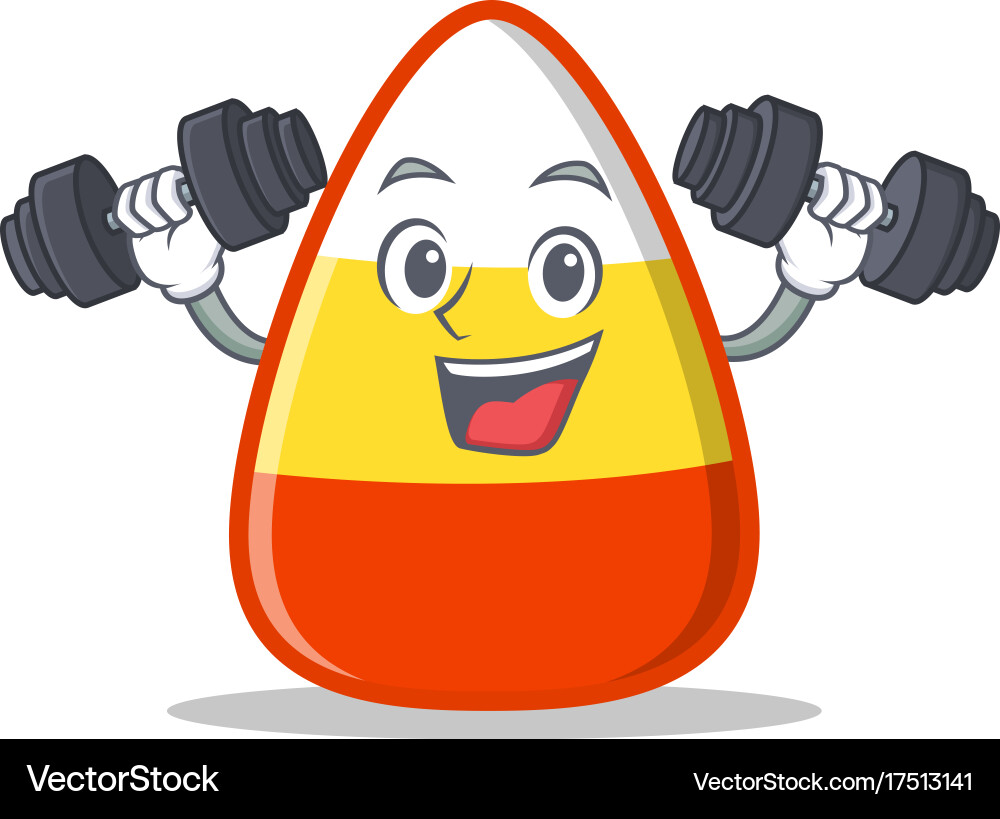 Fitness candy corn character cartoon Royalty Free Vector