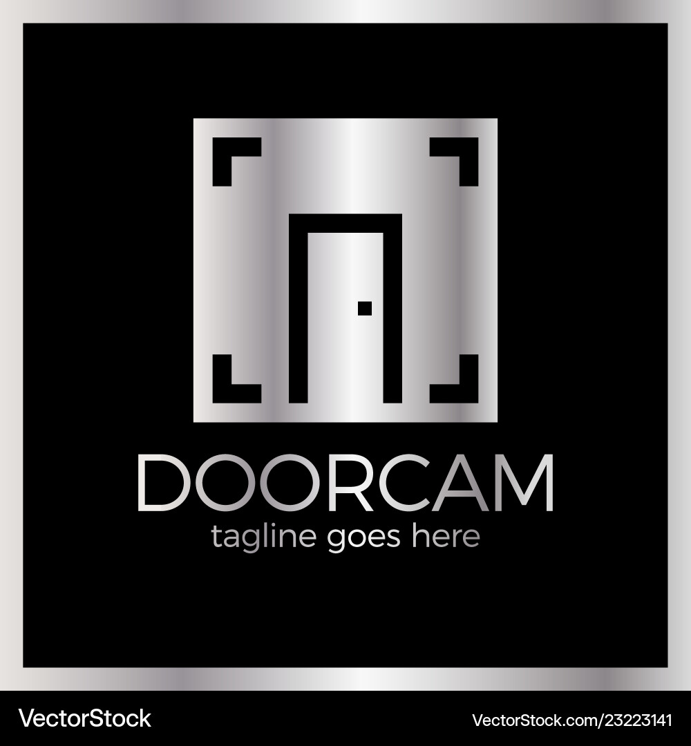 Line door photo logo open studio Royalty Free Vector Image