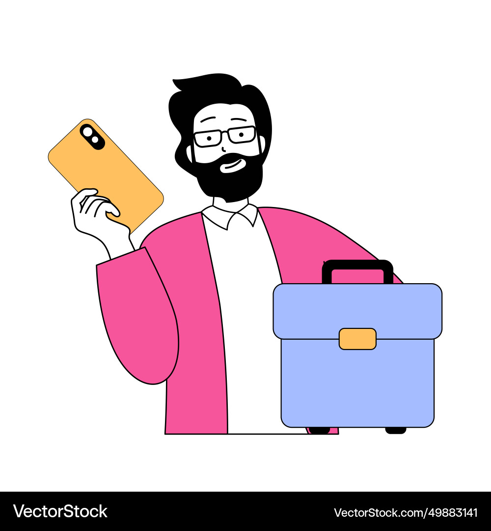 Mobile commerce concept with cartoon people in Vector Image