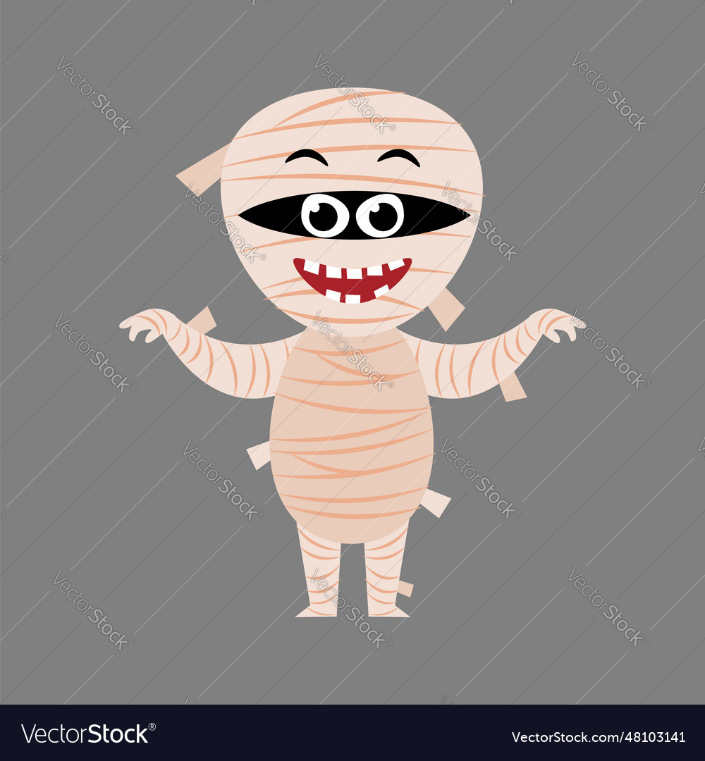 Mummy cute halloween cartoon characters Royalty Free Vector