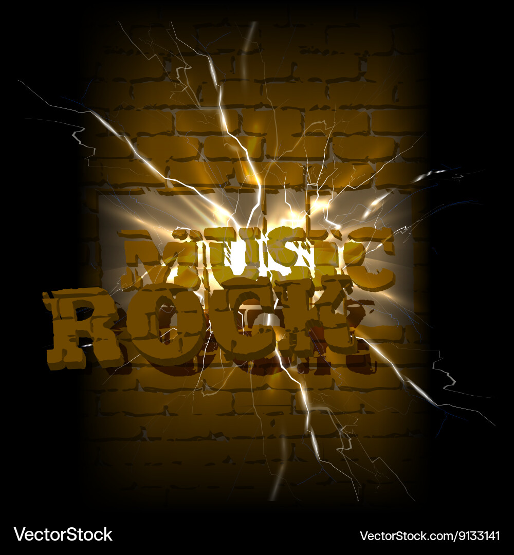Music on a brick background crack rock Royalty Free Vector
