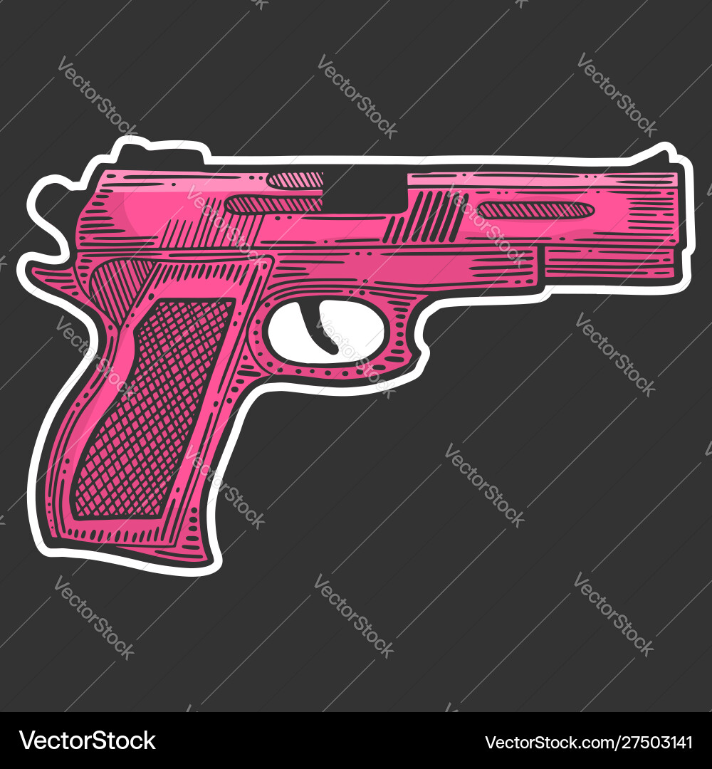 Pistol firearm for protection in doodle Royalty Free Vector