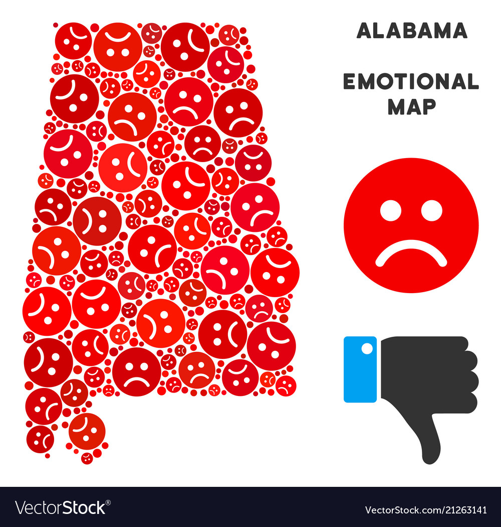 Pitiful alabama state map composition Royalty Free Vector