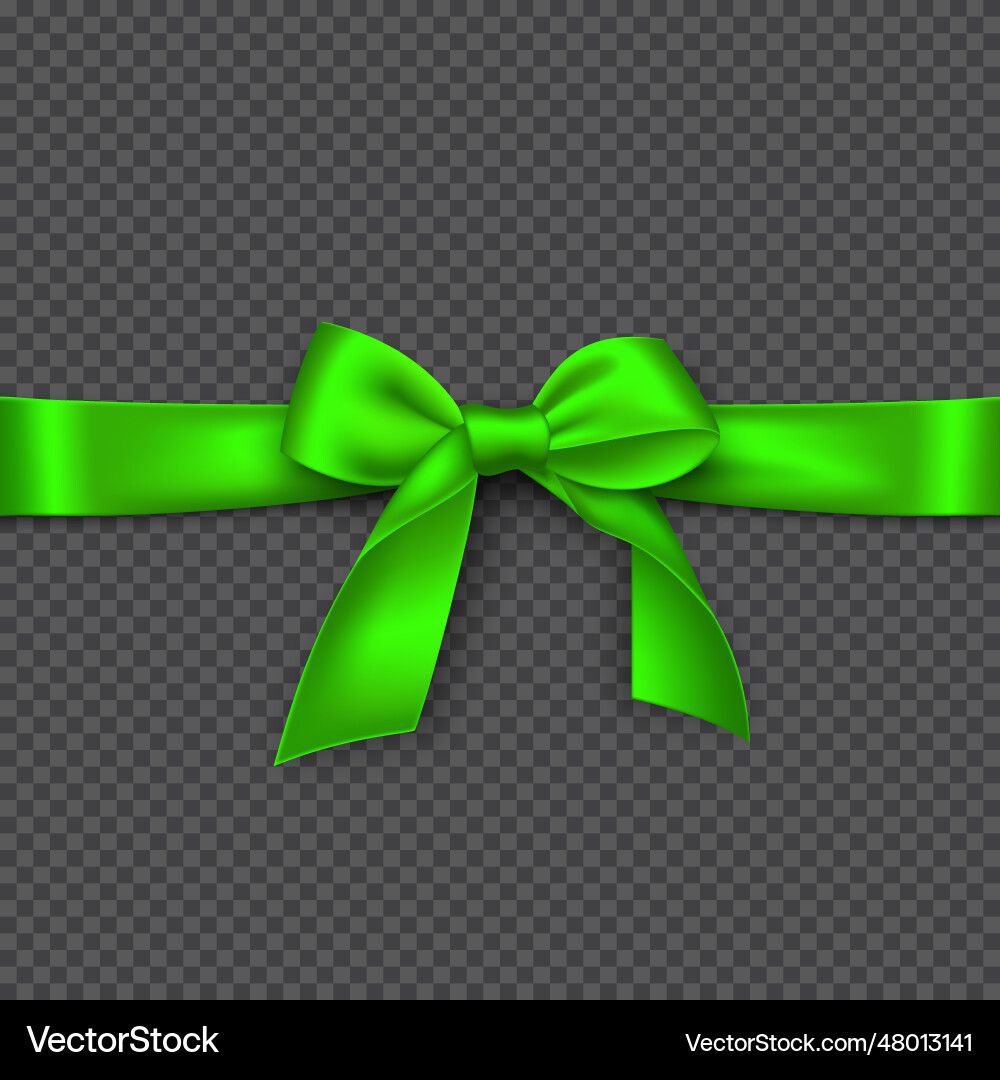 Realistic bright green bow and ribbon Royalty Free Vector