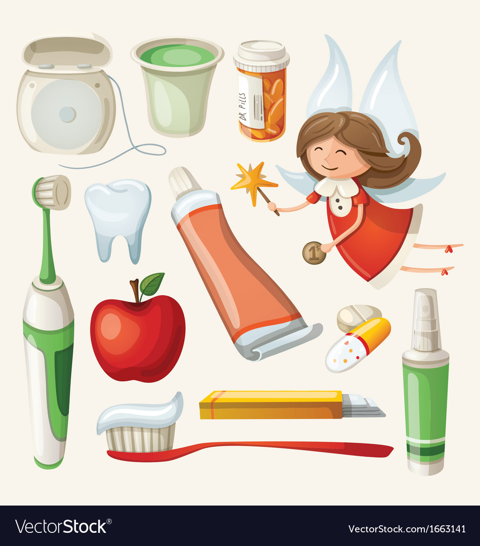 Set items for keeping your teeth healthy Vector Image