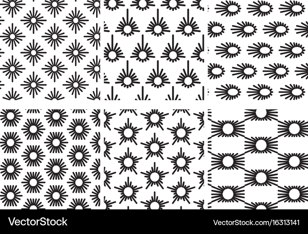 Set of monochrome seamless patterns six Royalty Free Vector