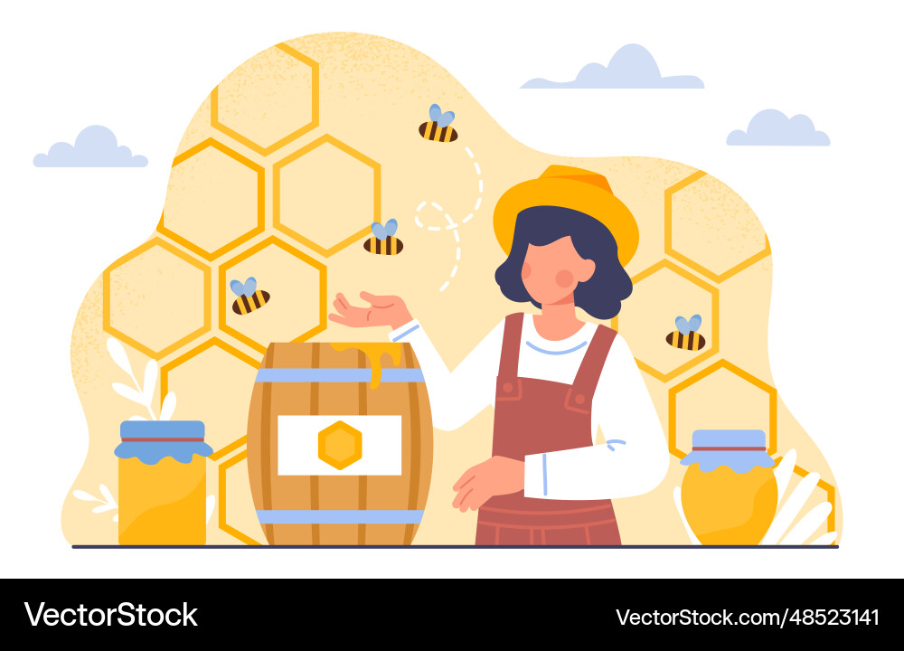 Woman with honey concept Royalty Free Vector Image