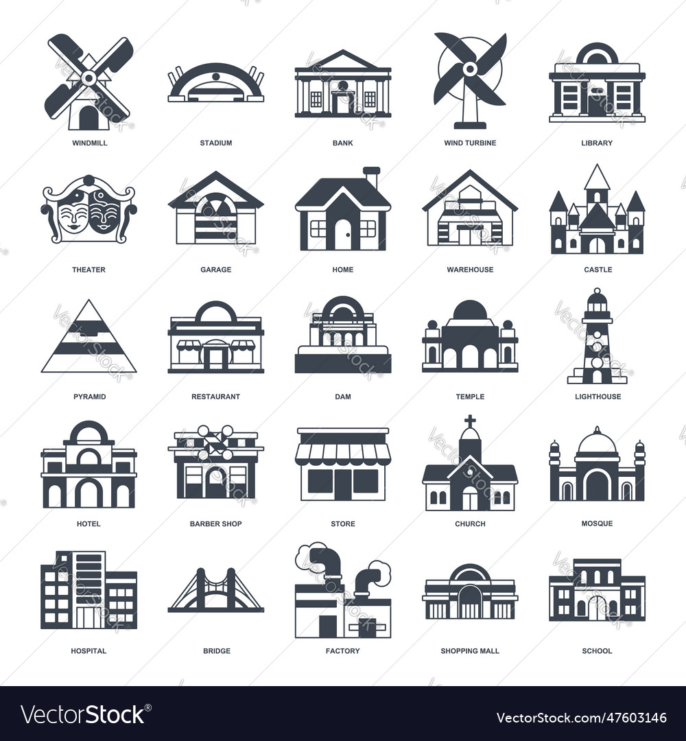 A Detailed Representing Diverse Building Types Vector Image
