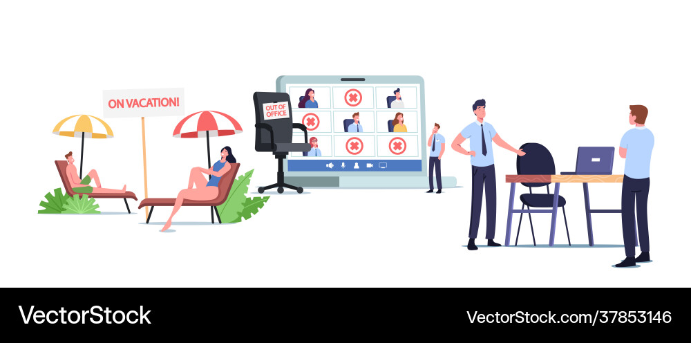 Absence management concept upset company boss Vector Image