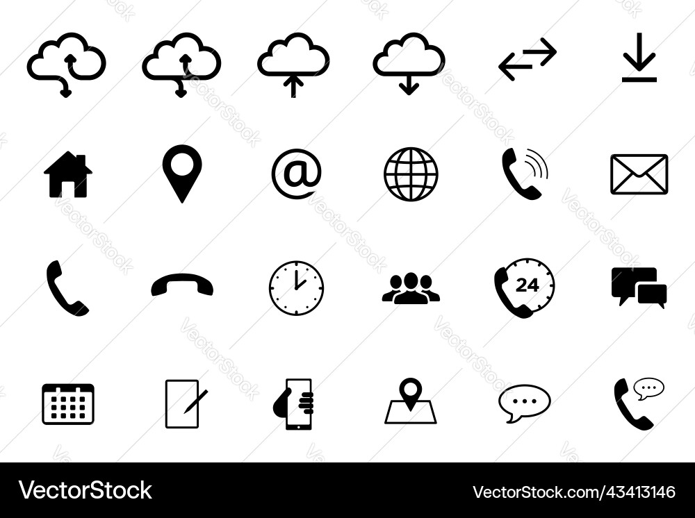 Business icon set for web and mobile contact us Vector Image