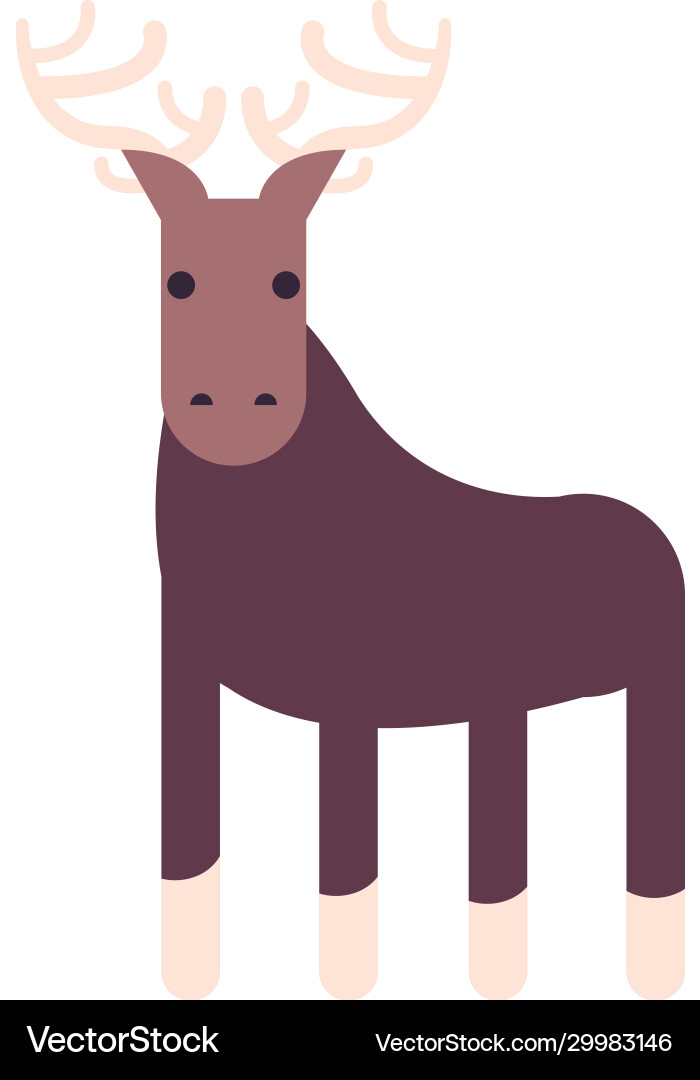 Cute deer cartoon fill style icon design Vector Image