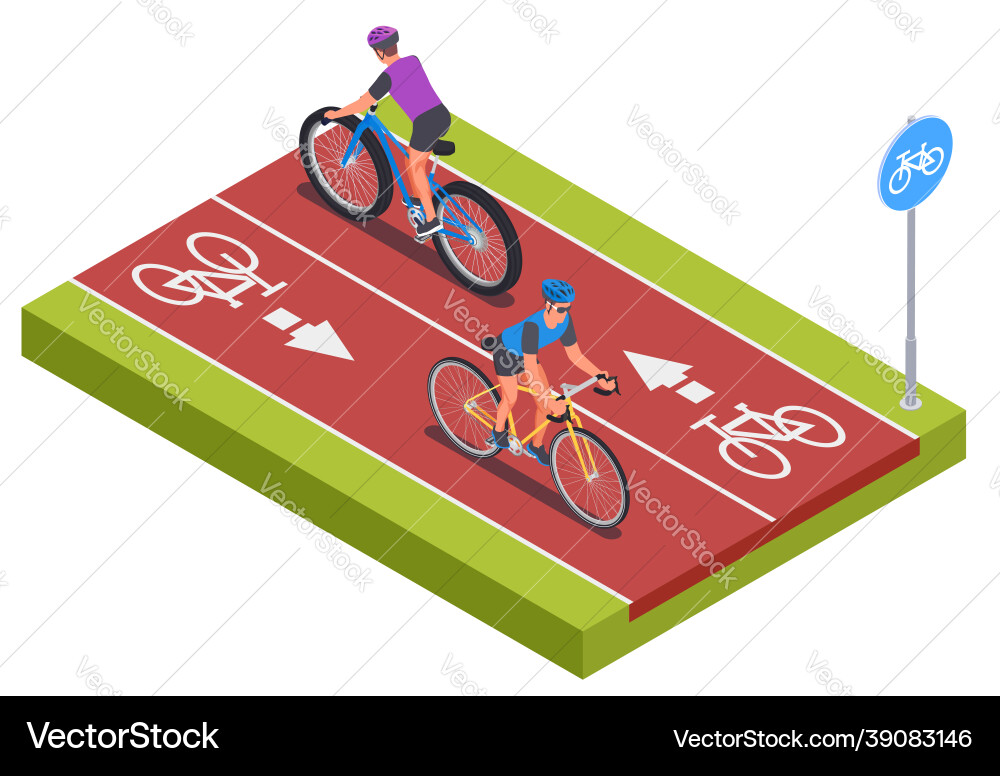 Cycling sport isometric concept Royalty Free Vector Image