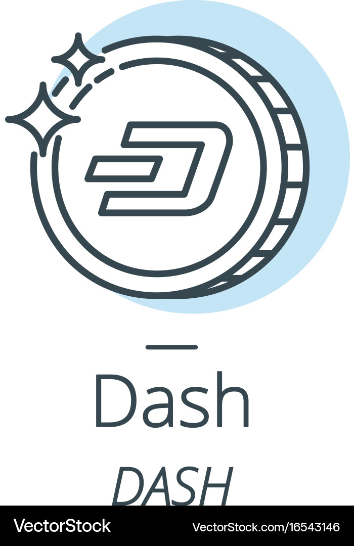 Dash cryptocurrency coin line icon of virtual Vector Image
