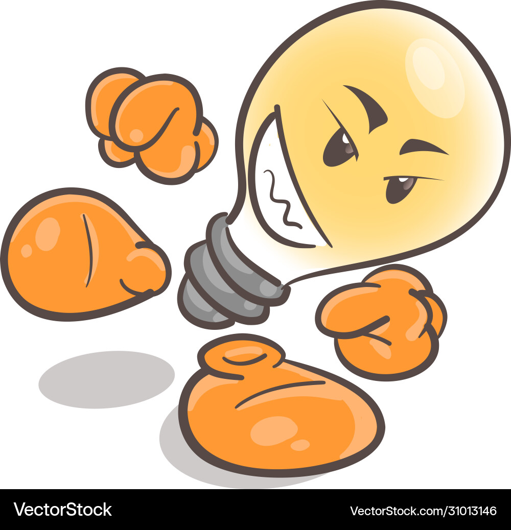 Emotional character cartoon lightbulb anger Vector Image
