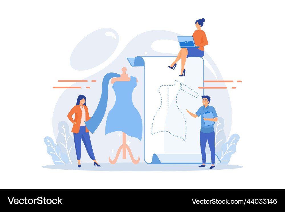Fashion designers creating a dress pattern Vector Image