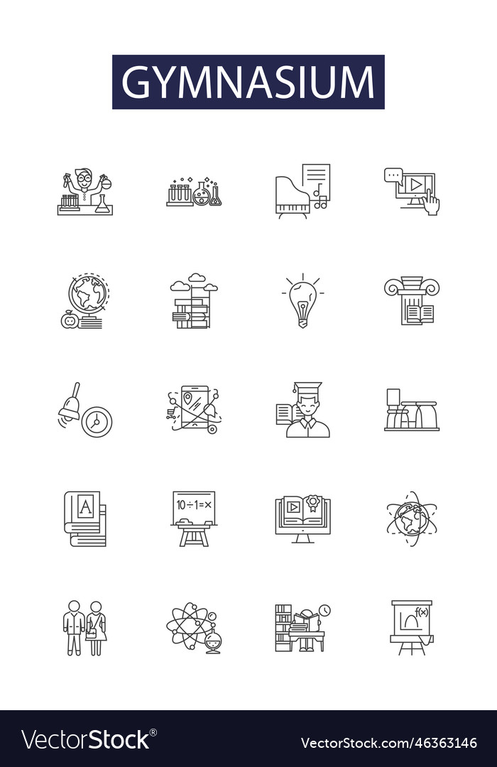 Gymnasium line icons and signs gym school Vector Image