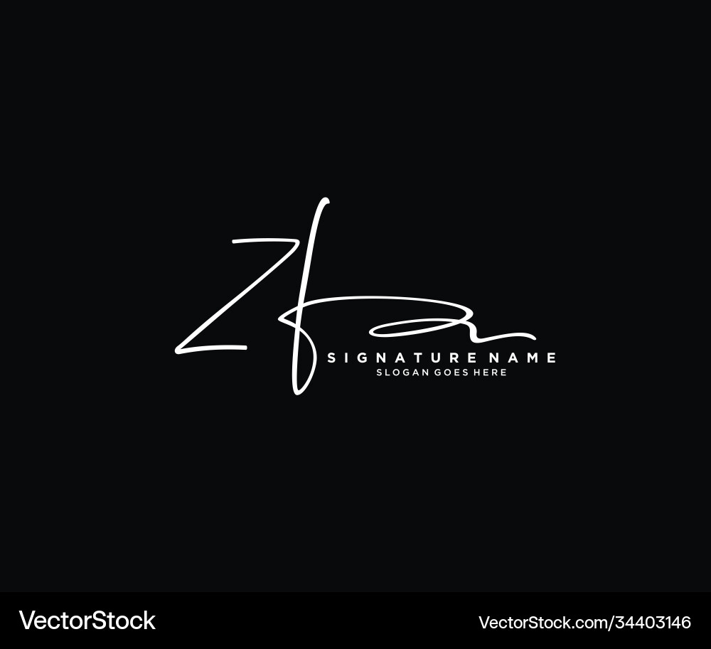 Letter zf signature logo template Royalty Free Vector Image