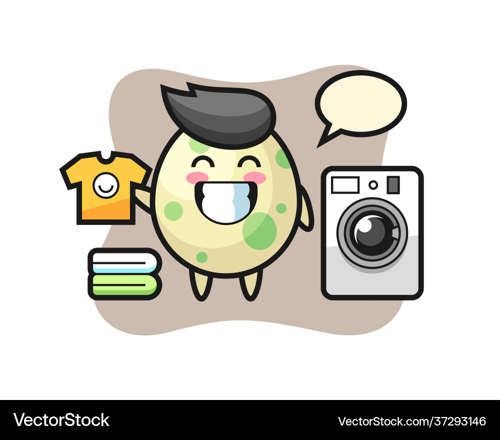Mascot cartoon spotted egg with washing machine Vector Image