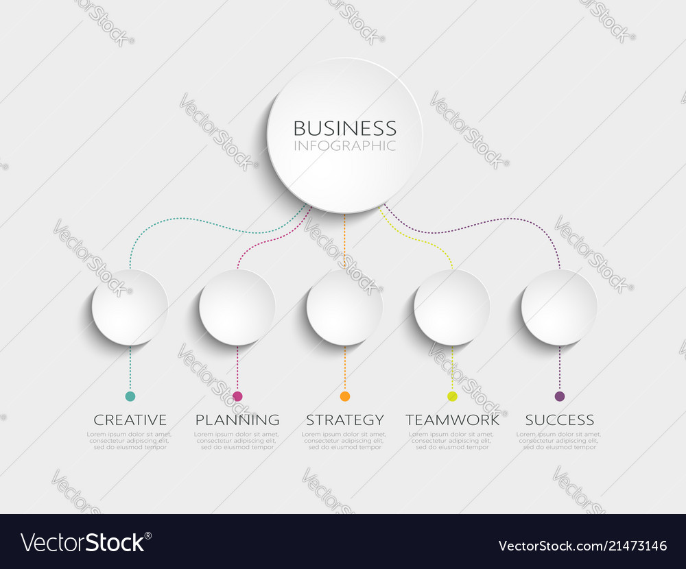 Modern 3d infographic template with 5 steps for Vector Image