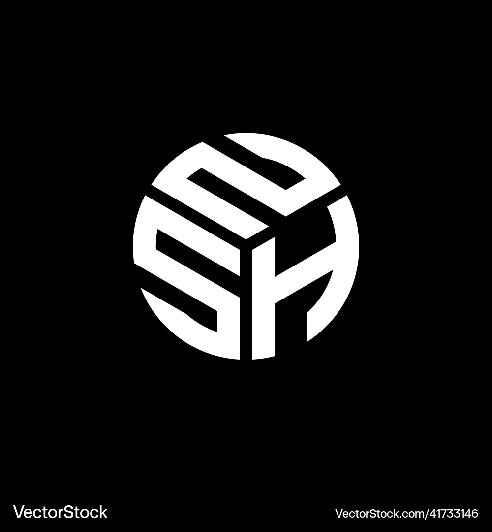Nsh letter logo design on black background Vector Image