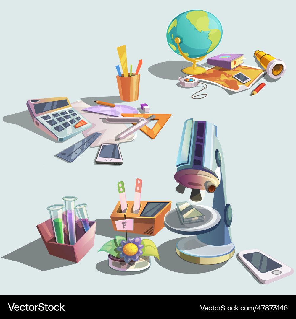 Science retro cartoon set science retro cartoon Vector Image