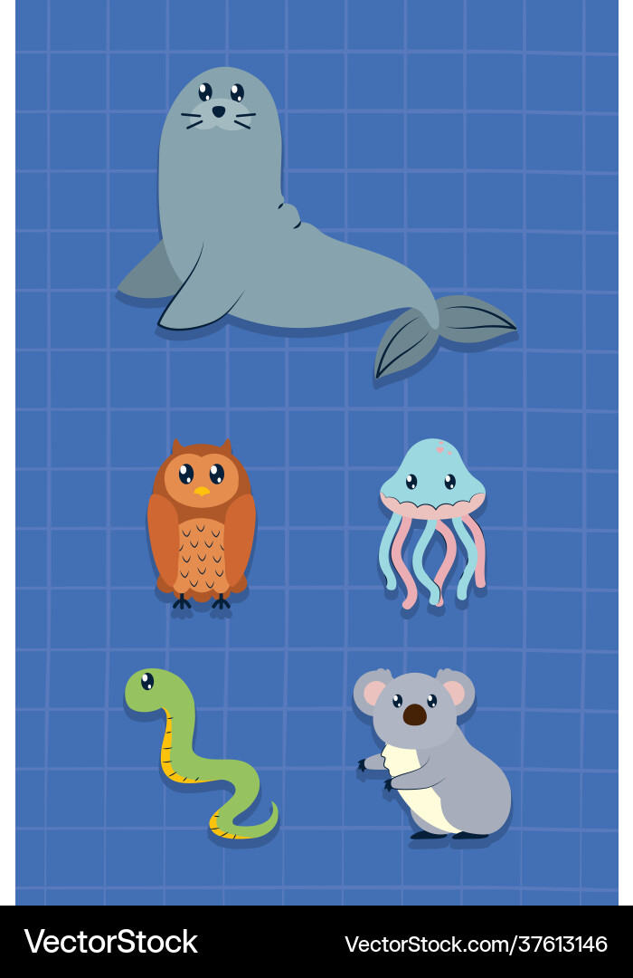 Set animals Royalty Free Vector Image - VectorStock