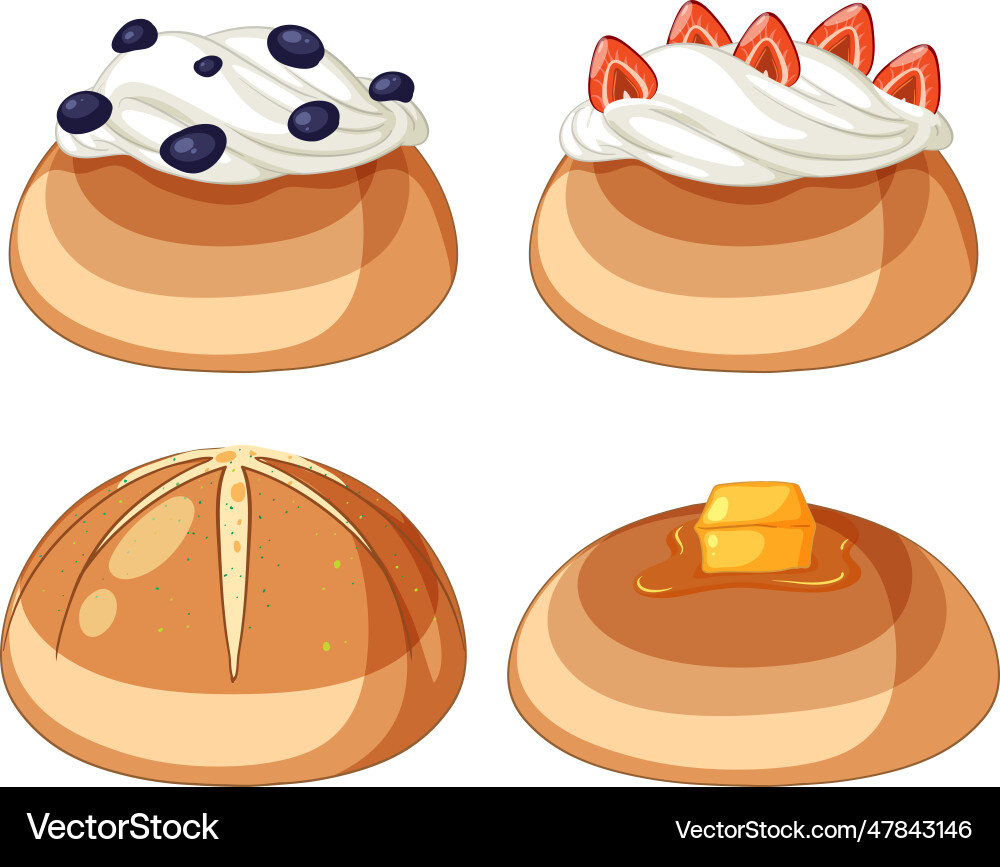 Set of bun different flavor Royalty Free Vector Image