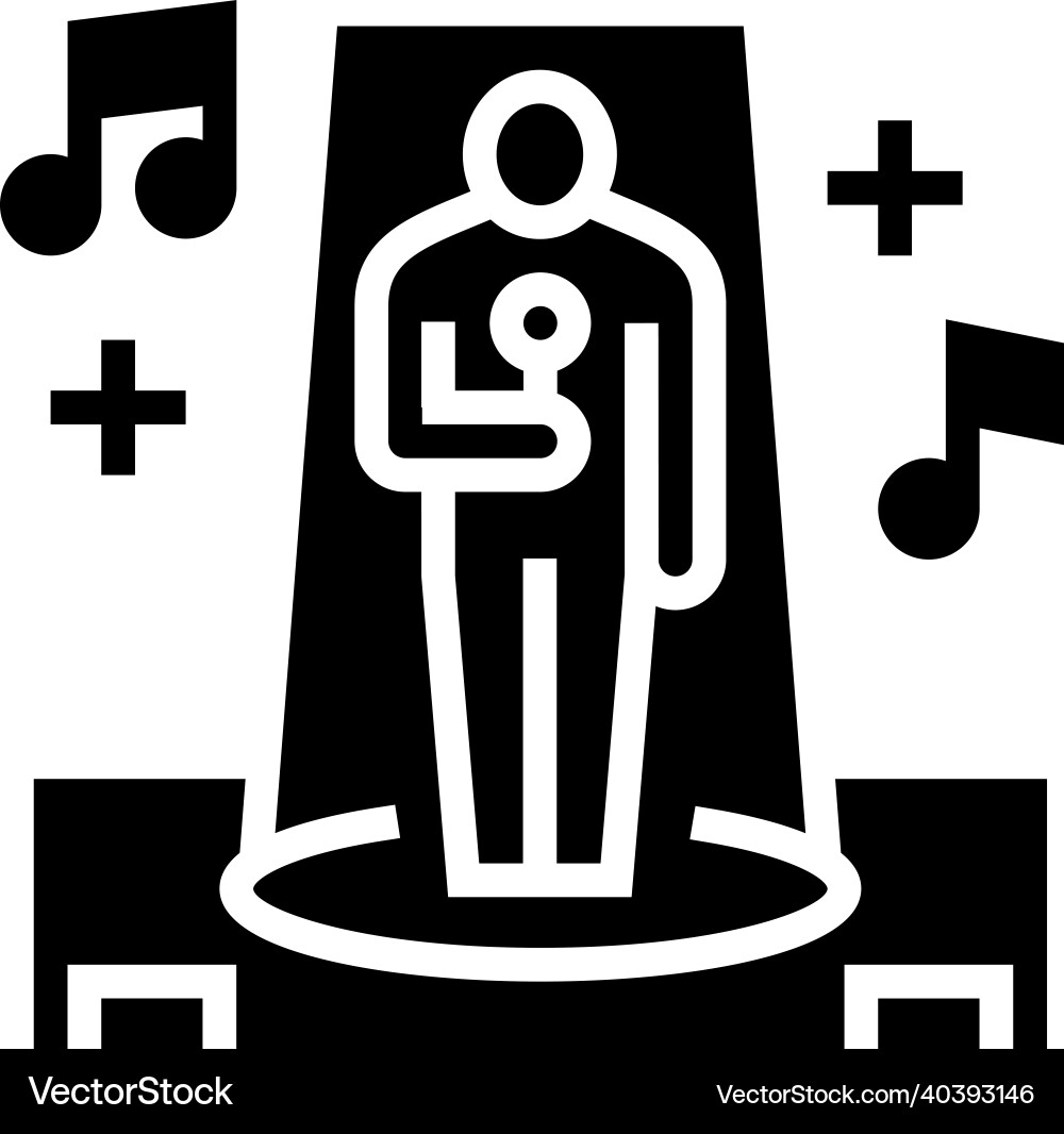 Singer performance song on stage glyph icon Vector Image