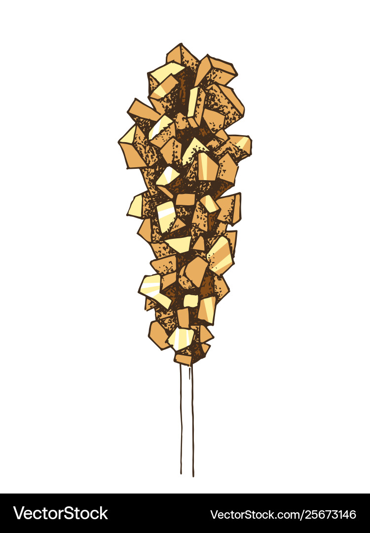 Sugar crystals on wood stick Royalty Free Vector Image