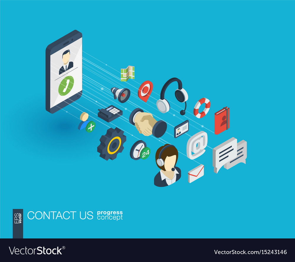 Support integrated 3d web icons growth Royalty Free Vector
