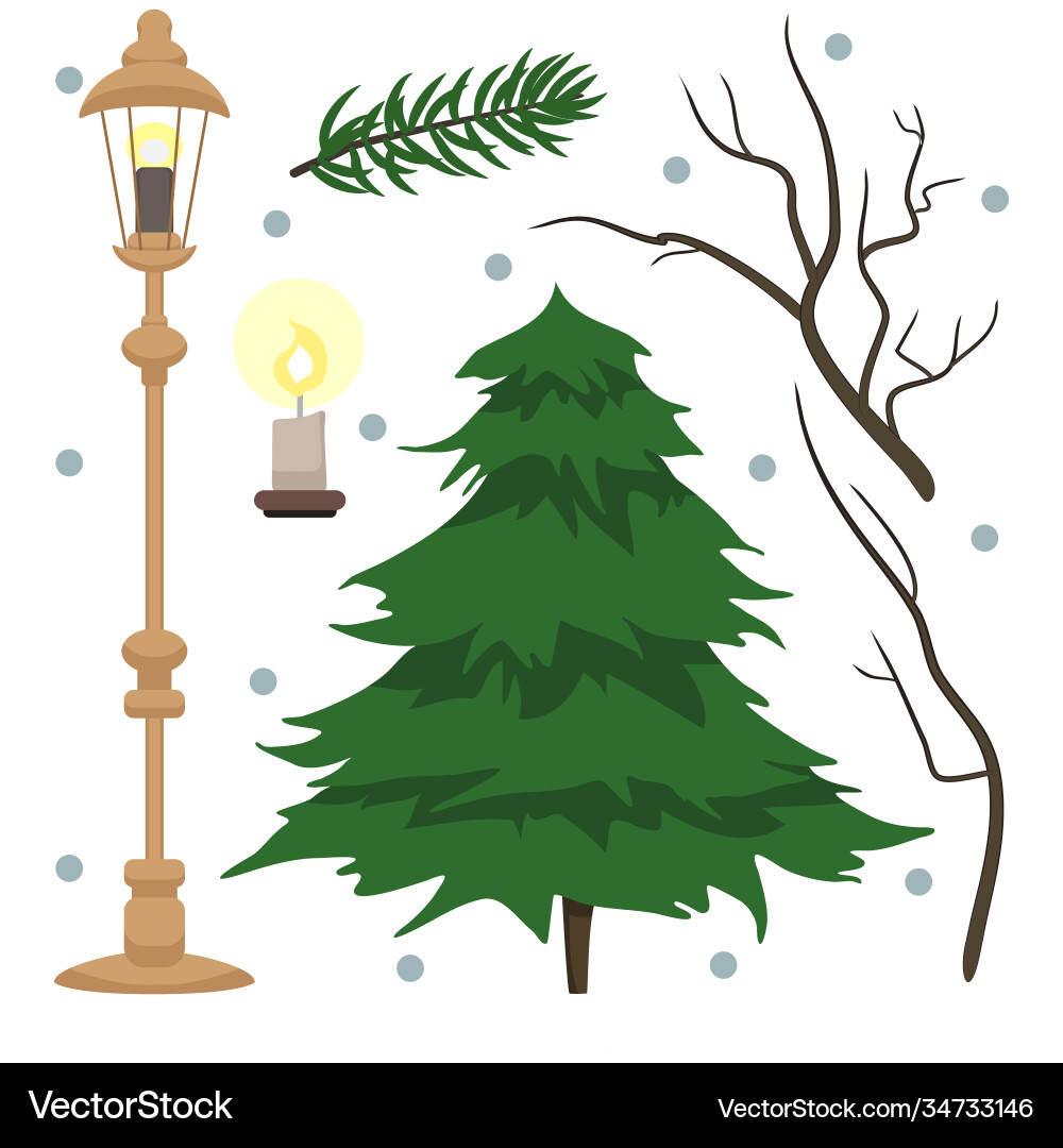 Winter street things clip arts Royalty Free Vector Image