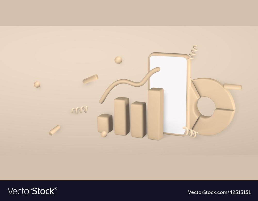 3d cute cartoon seo optimization statistics Vector Image